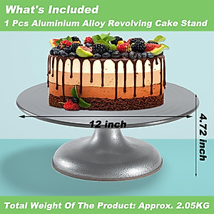 Suuker Aluminium Alloy Revolving Cake Stand,Professional 12 Inch Rotating Cake Turntable,Dessert Stand,Ideal Cake Decorating Supplies for Cake Decorations,Cupcakes and Pastries(Silver)