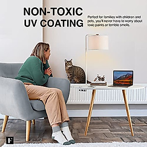 FENLO Future Oval - 45.5" Mid-Century Desk with Charging Station, Home Office Desk with USB, USB-C, and Power Outlet, Smart Work Table for Home Office, Round Table with USB Charging (White)