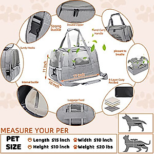 Pet Carrier,Cat Carrier Bag Airline Approved Dog Carriers for Small Dogs,Medium,Small Cats,Travel Carrier Comfort Portable Pet Bag for Cats with Harness,Nail Clippers,Hair Removal Brush,Foldable Bowl