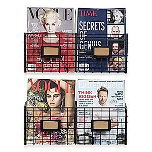 Wall35 Amalfi Wire Basket Desk Organizer, Wall Mount Rustic Decor for Home and Office Organization, Black Magazine Holder