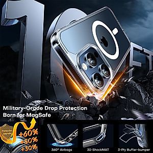 TAURI Magnetic Case for iPhone 15 Pro [Military Grade Drop Protection], Transparent Slim Fit for iPhone 15 Pro Case Mag-Safe-Clear