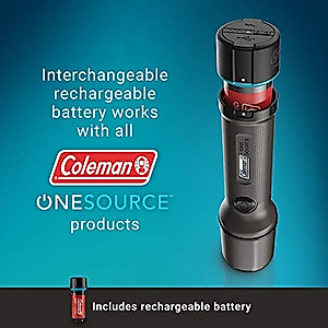 Coleman OneSource Rechargeable LED Flashlight, Water-Resistant, 1000 Lumens, 4800 mAh Battery, 2 Hour Charging Time