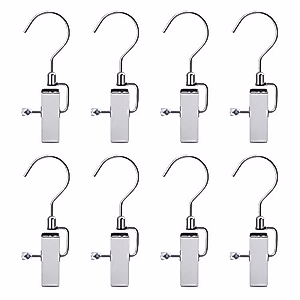 INCREWAY Stainless Steel Laundry Hooks, 8 Pcs Metal Laundry Hanger with Swivel Hooks Portable Clothes Pins Boot Hanging Clips Multifuctional Drying Clip for Hanging Clothes Towels in Home, Travel