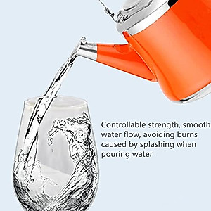 TailVeil Orange Tea Kettle, Tea Kettle Stovetop Teapot 304 Stainless Steel Tea Pots for Stove Top, Anti-Hot Handle,with removable tea basketSuitable for All Heat Source, Orange (2.11 Quart)