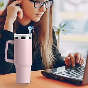 VVAYHUA 6Pcs Straw Covers Cap for Stanley Cup, Cute Animals Straw Topper Compatible with Stanley Cup & Simple Modern, Silicone Straw Tips 0.4in/10mm for Stanley Accessories