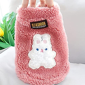 Loyanyy Plush Dog Coat Cute Bear Dog Cat Clothe Soft Warm Pet Vest Puppy Kitten Winter Sweater Fleece Dog Apparel for Cold Weather Pink Medium