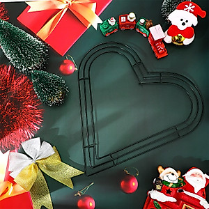 bememo 2 Pieces 16 Inch Heart Wire Wreath Frame Metal Flower Wreath Frames for New Year Valentines Party Decoration, Dark Green