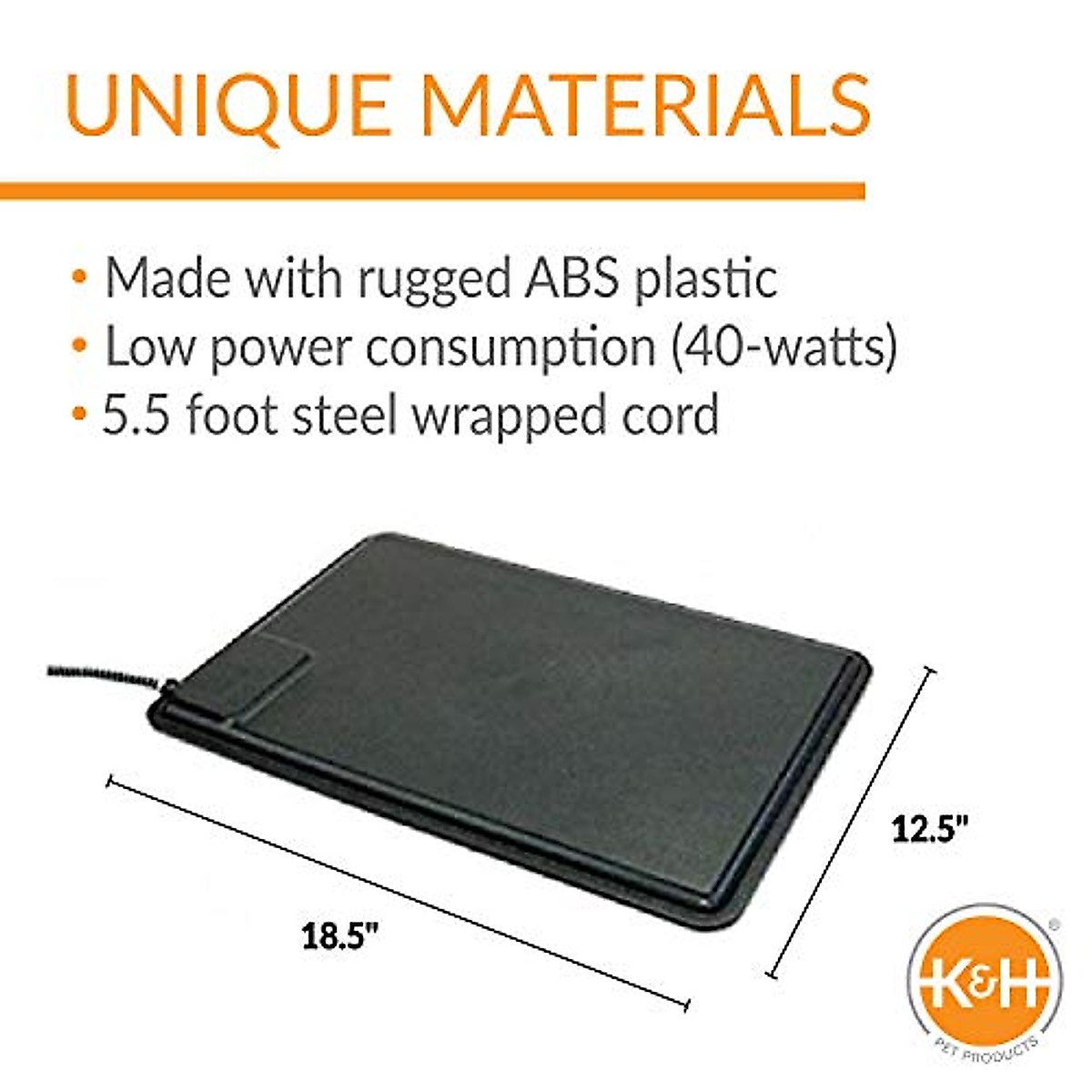 K&H Pet Products Extreme Weather Cat Heating Pad Outdoor, Heated, For Indoor and Outdoor Use Black Small 12.5 X 18.5 Inches 40W