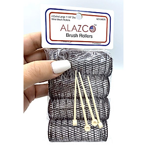 ALAZCO 8 pc Vintage Style Hair Rollers XLarge BRUSH ROLLERS & 8 PINS (8 XL Rollers)