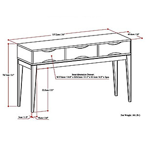 SIMPLIHOME Harper Solid Hardwood 54 Inch Wide Mid Century Modern Console Sofa Table in Teak Brown, for The Living Room Entryway and Bedroom