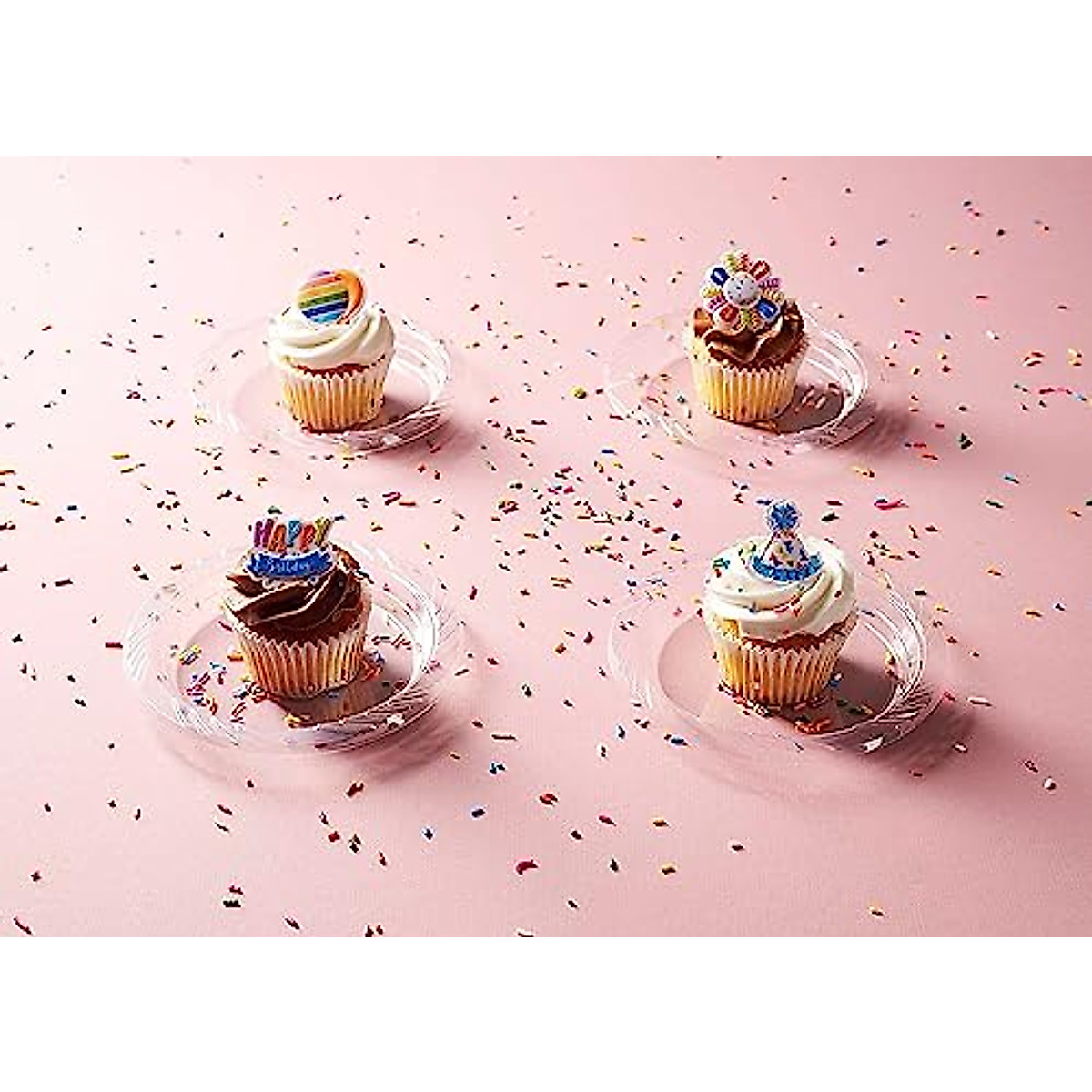 Munfix 7 Inch Clear Plastic Plates 200 Bulk Pack - Disposable Cake Plates for Dessert & Appetizers BBQ Party Dinner Travel and Events, Microwavable Recyclable