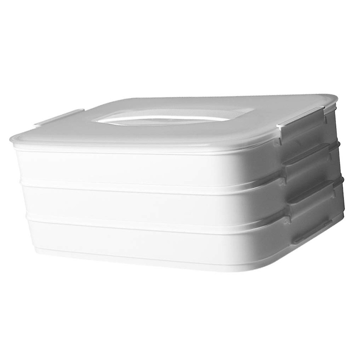 Hemoton Dumpling Box Frozen Dumpling Tray 3-layer Fridge Food Container Food Storage Organization Dumpling Holder for Kitchen Fridge Freezer (White)