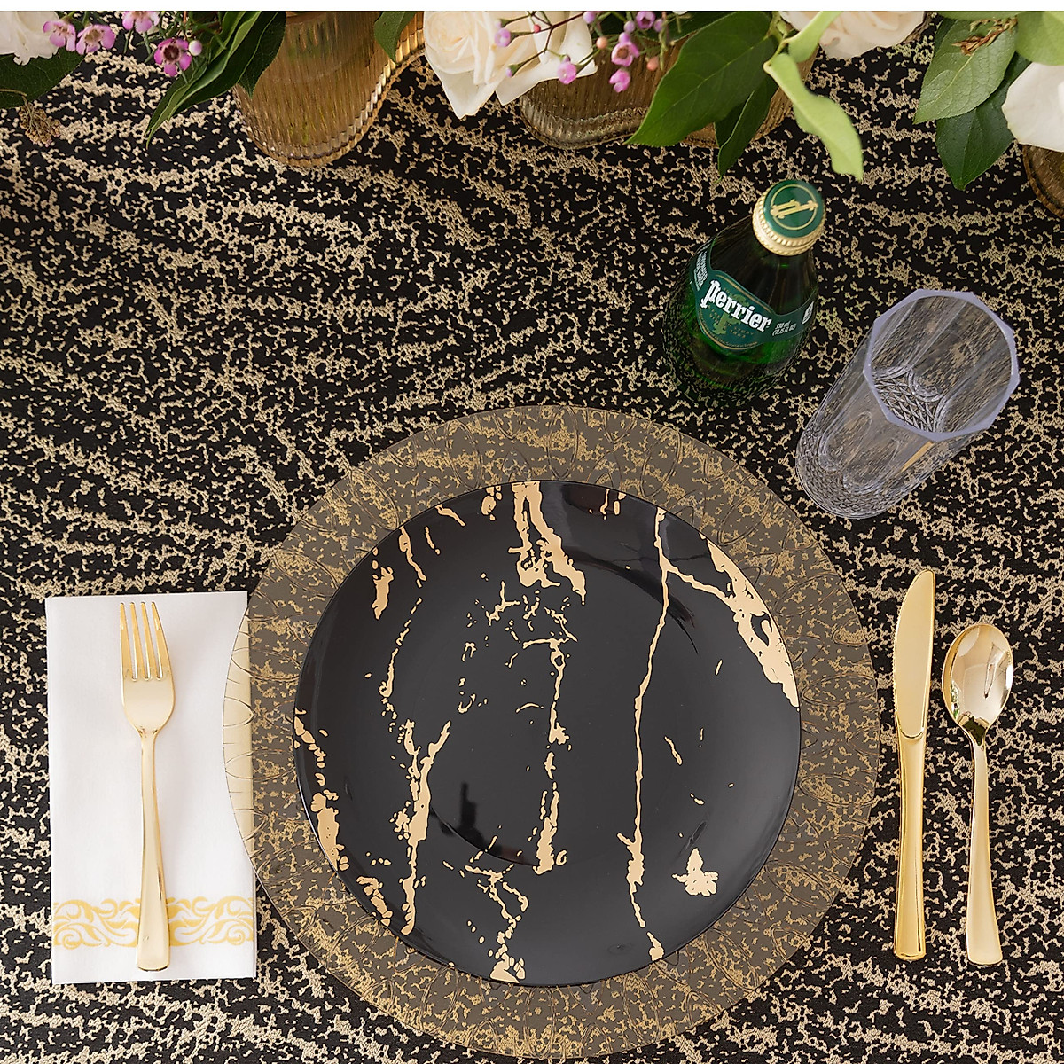 PARTY BARGAINS 8 Crystal-Like Highball Glasses (14oz) - Disposable Shatterproof Elegant Design Glass Sets for Drinking, For Pool Parties, Outdoors Receptions, Weddings