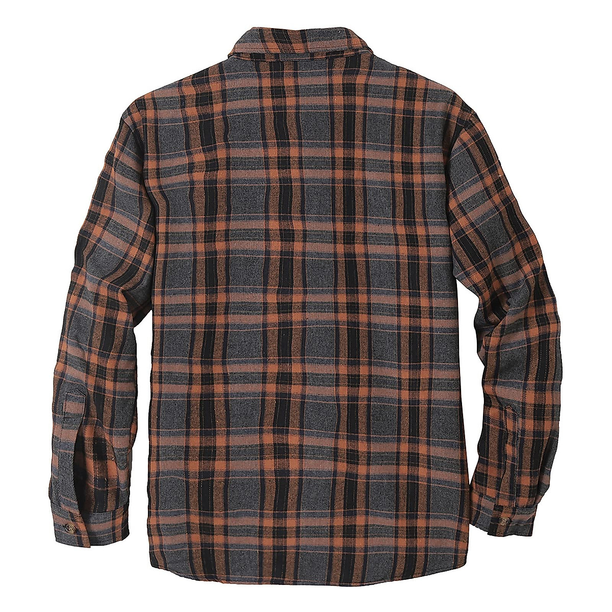 Burband Mens Long Sleeve Berber Fleece Lined Button Down Camp Flannel Shirts Brushed Cotton Thermal Sherpa Plaid Jackets, 2-brown