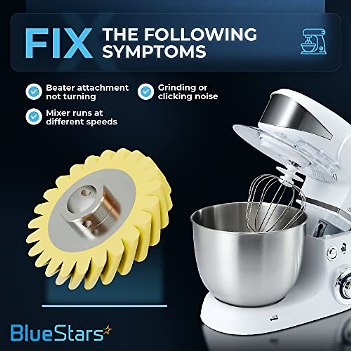 [LIFETIME WARRANTY] Ultra Durable W10112253 Mixer Worm Gear Replacement Part by BlueStars – Exact Fit For Whirlpool & KitchenAid Mixers - Replaces 4162897 4169830 AP4295669