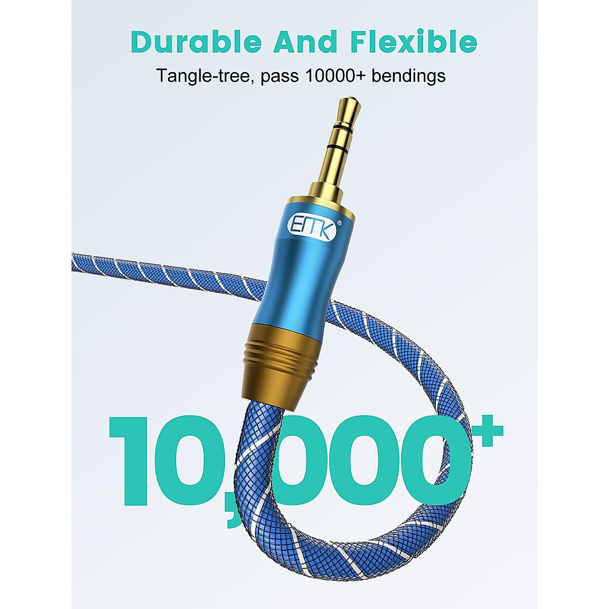 90 Degree Right Angle Aux Cable - [24K Gold-Plated,Sound Quality] EMK Audio Stereo Male to Male Cable for Laptop, Tablets, MP3 Players,Car/Home Aux Stereo, Speaker or More (4Ft/1.2Meters)