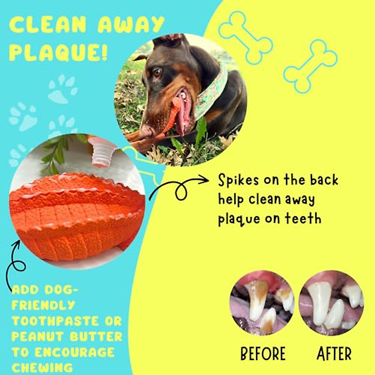 Dog Toys for Aggressive Chewers, Fun Dog Toy for Small, Medium & Large Breed Dogs, Durable Chew Toys That All Dogs & Puppies Will Love, Indestructible Dog Toy with Squeaker