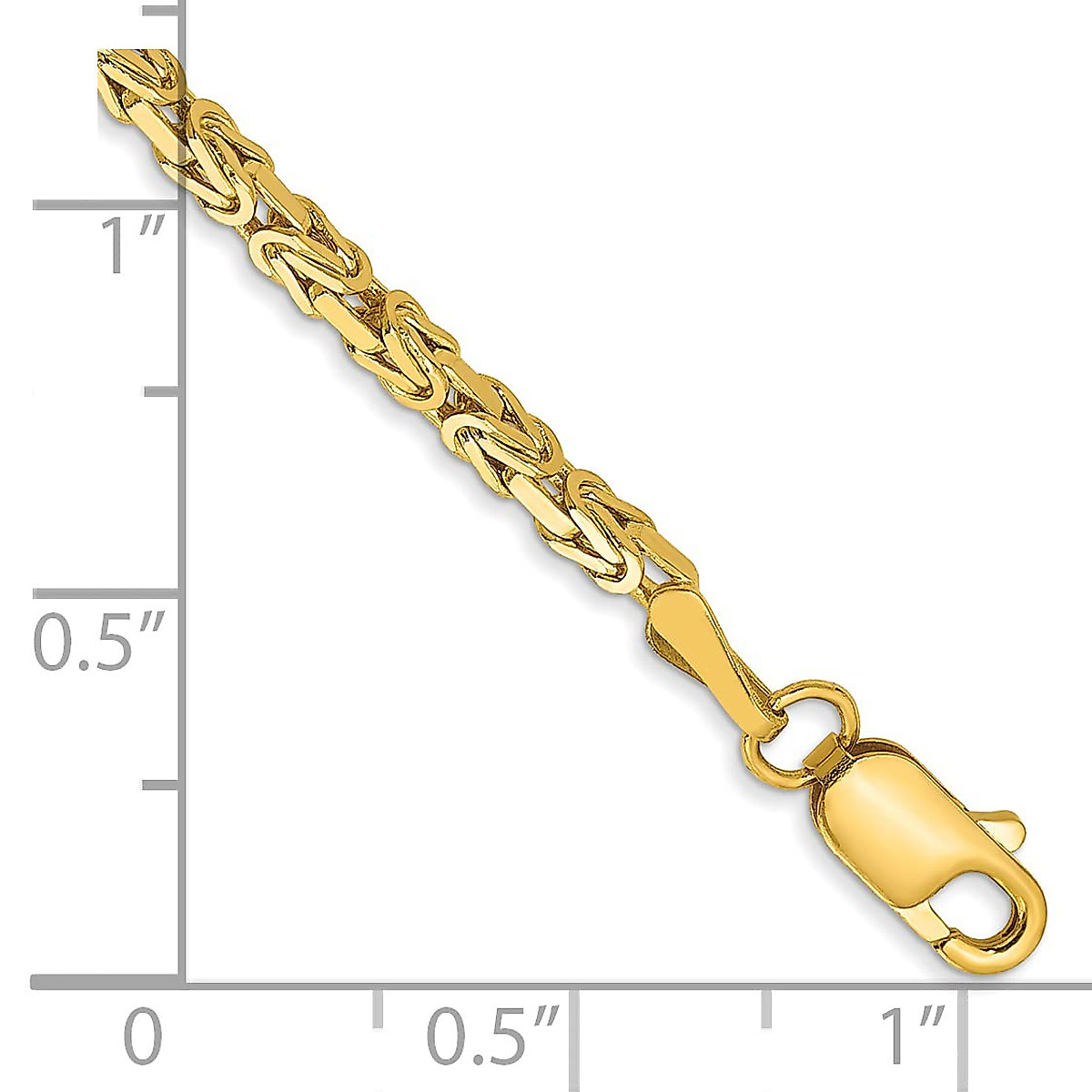 Avariah Solid 14K Yellow Gold 7 inch 2mm Byzantine with Lobster Lock Bracelet - 7"