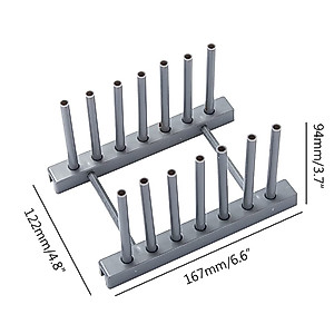 Teensery 2 Pcs Plastic Dish Rack Detachable Plate Pot Cup Lid Drying Storage Holder Stand for Home Kitchen Cabinet (White, Grey)