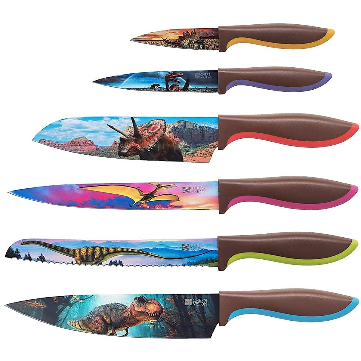 CHEF'S VISION Jurassic Knife Set Bundle With BEHOLD Wall-Mounted Magnetic Holder Silver