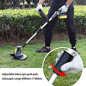YRCWZF 20V 8000rpm Cordless Grass Trimmer and Edger, Lawn Strimmer with Telescopic Handle/Adjustable Head for Garden Weeding and Maintenance