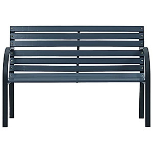 vidaXL Patio Garden Bench Ourdoor Backyard Terrace Lawn Garden Seating Seat Furniture Wooden Iron Metal Curved Back/Armrests Furniture