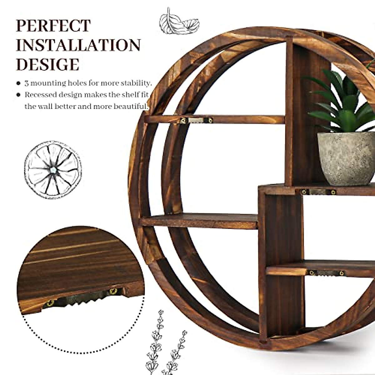 FTUREERA Crystal Shelf Display for Stones, Essential Oils & Whichy Decor, Wall Hanging Decor for Bedroom, Unique Crystal Holder for Meditation Decor