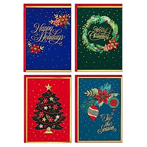 Hallmark Boxed Christmas Cards Assortment, Festive Foil (40 Cards and Envelopes)