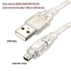 chenyang Only for DCR-TRV75E DV Firewire to USB Cable USB 2.0 to Firewire IEEE 1394 4Pin iLink Cable 1m