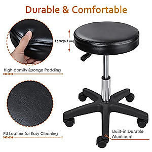 AW 3x Adjustable Tattoo Salon Stool PU Leather Hydraulic Rolling Chair Facial Massage Spa with Rotation Wheels