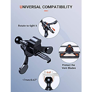 TORRAS Phone Holder for Car [Vertical & Circle Vent Friendly] Universal Stable Car Phone Mount Air Vent Holder Cradle Case Friendly (Clip)