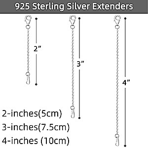 925 Sterling Silver Necklace Extender Sterling Silver Necklace Chain Extenders for Necklaces 2", 3", 4" Inches