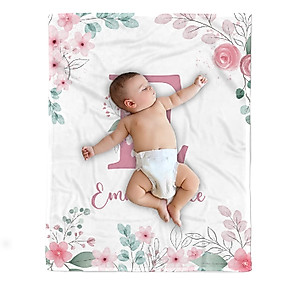 Jump Up Personalized Baby Monogram Blanket,Pink Baby Blanket Monogram,Monogram Blanket Baby,Monogram Blankets,Monogrammed Baby Blanket,Baby Blanket Name,Floral Baby Blanket