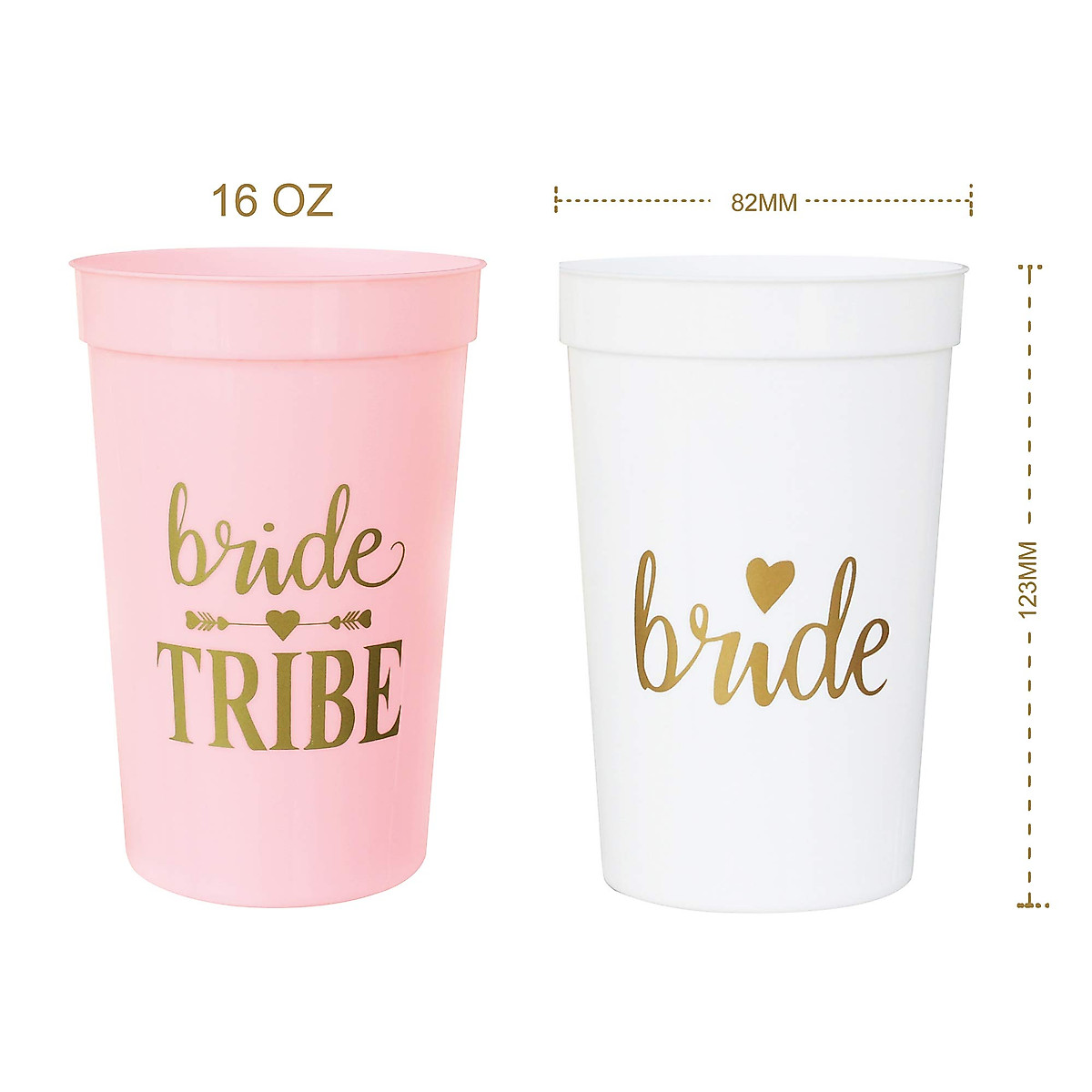 LADY & HOME Pink Bride and Bride Tribe Bachelorette Party Cups - 16 Counts, 16 Oz| Decoration and Party Supplies for Bachelorette, Bridal Showers, Wedding (Pink Tribe)