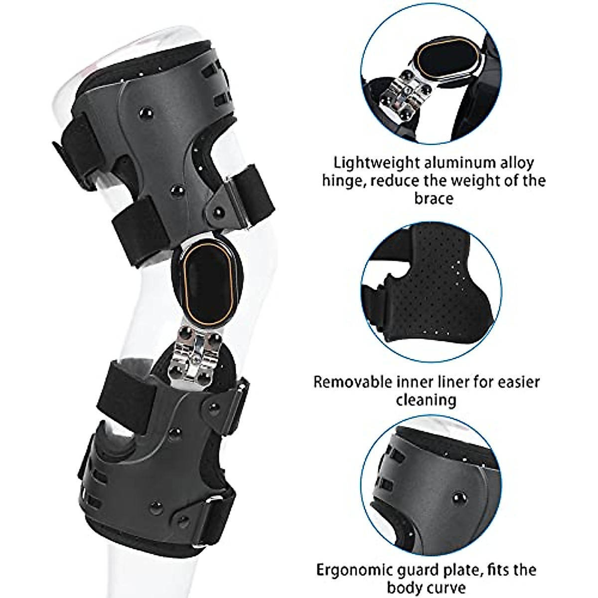 Knee Joint Splint, Knee Brace Knee Immobilizer Brace Adjustable Knee Brace Stabilizer for Sports Injuries for Ligament Injuries for Varus/valgus Correction(Right foot)