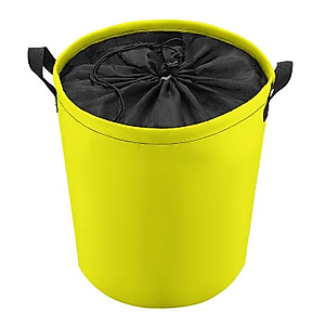 Large Laundry Hamper, Bag, Bright Yellow Solid Plain Collapsible Laundry Basket Dirty Clothes Washing Bin for College Dorm, Family Essentials