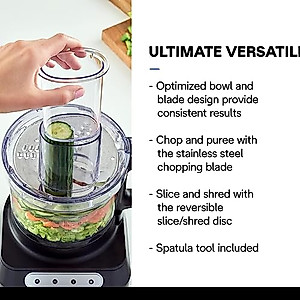 Braun EasyPrep 8-Cup Food Processor, Black - Two Speeds + Pulse Mode - Precision Knife Blade & 2-in-1 Slicing Disc - Secure Design - Easy Cleanup - Dishwasher Safe