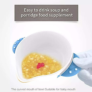 VoSinrly Baby Mate Suction Bowl for Toddlers with Fork & Spoon Set - Toddler Bowls with Suction and Lid - BPA Free Baby Feeding Set (Blue)