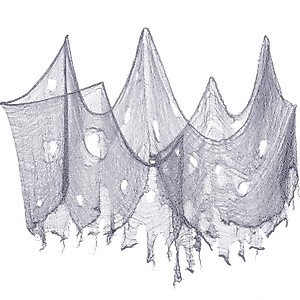 Halloween Creepy Cloth Decoration Scary Halloween Gauze Cloth Spooky Halloween Decorations for Party Outdoor and Indoor Spook Houses Supplies(8 Yards x 30 Inches, Gray)