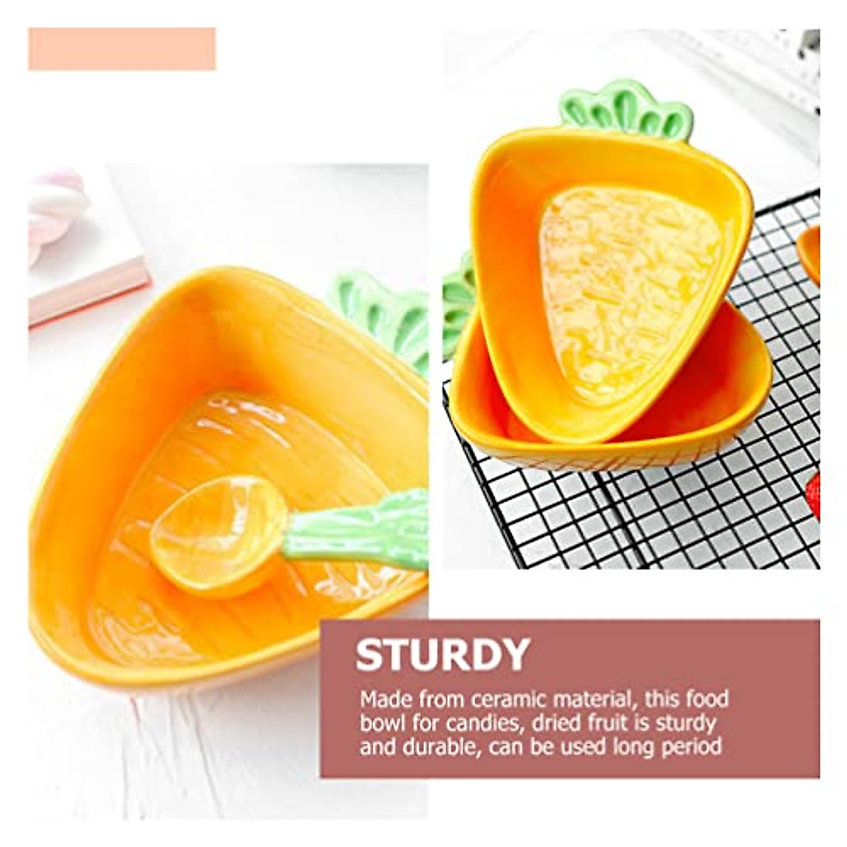 Luxshiny Decorative Tray Easter Candy Bowl, Carrot Shaped Ceramic Serving Dish Bowls Rice Bowls Salad Bowls Soup Bowls Candy Nut Dish Easter Decorations Coffee Table Tray