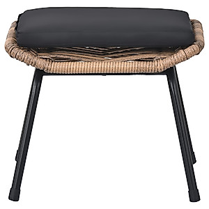 Merax Dark Gray 5-Piece Outdoor Patio Rattan Bistro Set, All-Weather PE Wicker Arm Stools and Glass Tea Balcony, Porch Yard Natural, 2 Chairs + 1 Table