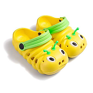 Baby Girls Boys Sandals Kid's Cute Lightweight Shoes Summer Premium Cartoon Sandals Children Caterpillar Non-Slip Beach Water Clogs Shoes Garden Slipper(Yellow,10) S29
