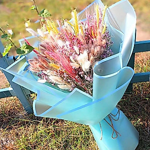 20 Pcs Blue border Flower Wrapping Paper,Waterproof Valentine's Day Bouquet Wrapping Paper 23x23Inch Used for DIY Crafts, Gift Packaging, Flower Shop Bouquet Packaging