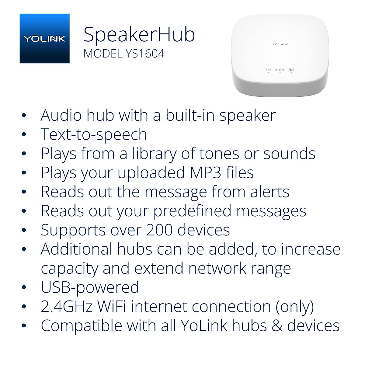 YoLink Water Leak Detection Starter Kit, w/SpeakerHub Audio/Talking Hub & Water Leak Sensors, LoRa Up to 1/4 Mile Open-Air Range, SMS/Text, Email & Push Notifications, w/Alexa, IFTTT, Home Assistant