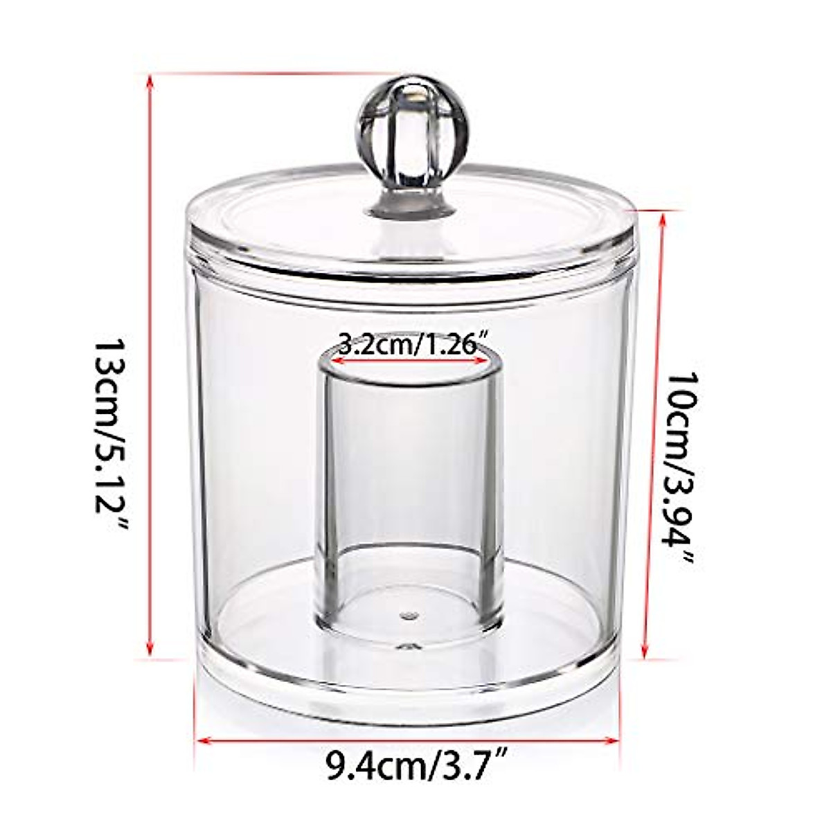 Hipiwe Cotton Ball and Swab Organizer with Lid Apothecary Acrylic Jar Makeup Cotton Organizer Bathroom Storage Canister Jar for Cotton Rounds Pads Q-tips Holder
