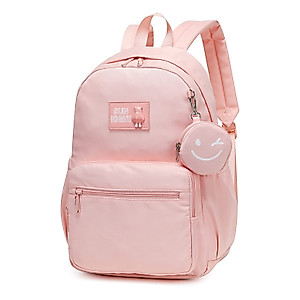 Reqinqin Kids Backpack for Girls Waterproof Large Space School Backpack Suitable for Age Over 5 years old Ultralight Pink Travel Toddler Backpack（Pink）