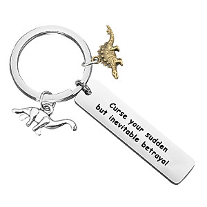 bobauna Curse Your Sudden But Inevitable Betrayal Inspired keychain With Dinosaur Charm Travel Dinosaur Lover Gift (inevitable betrayal dinsour keychain)