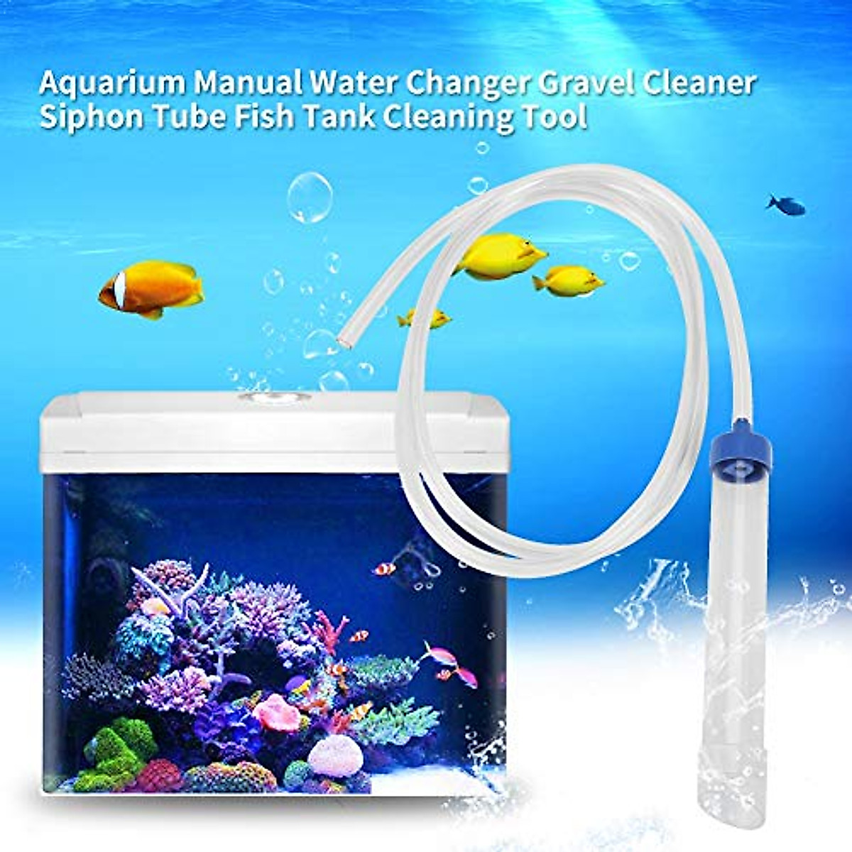 Aquarium Manual Water Changer Gravel Cleaner Water Filter Syphon Tube Fluids Transfer Tool PVC Sand Vacuum Pump Fish Tank Tool with 59in Long Pipe