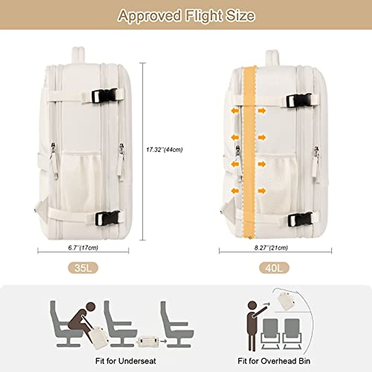 Sinaliy Large Travel Backpack for Women, 40L Carry On Backpack, 17 Inch Laptop Waterproof Casual Backpack, College Bookbag, Backpack for Women, as Person Item Flight Approved