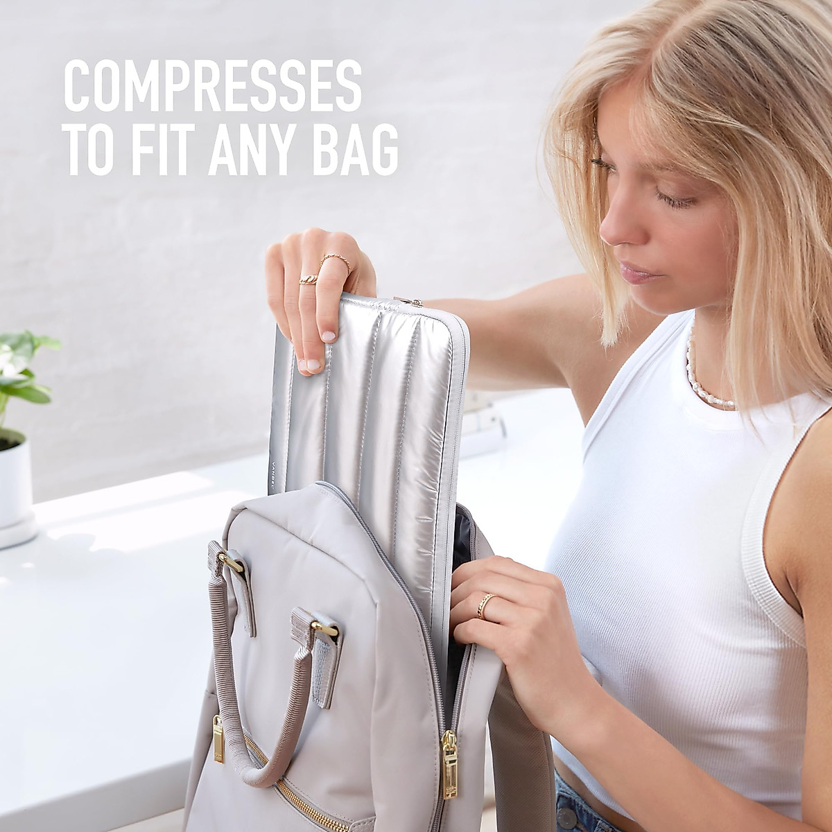 Vandel - The Original Puffy Laptop Sleeve 13-14 Inch. Silver Laptop Sleeve for Women. Carrying Case Cover MacBook Pro 14 in, MacBook Air 13 Inch, iPad Pro 12.9, Dell, Asus, HP